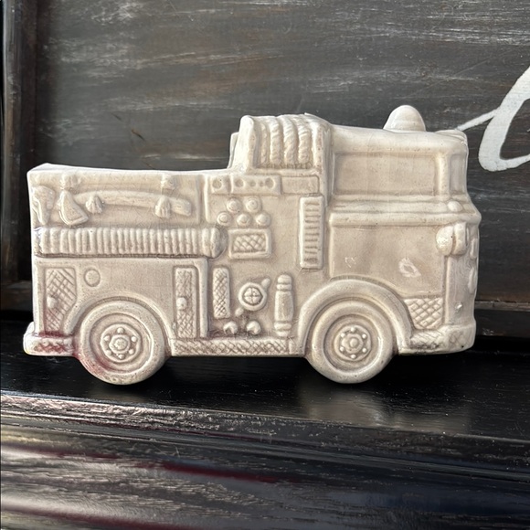Accents | Vintage White Ceramic Fire Truck Planter Decor | Poshmark